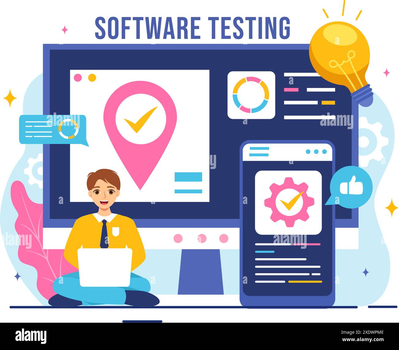 Software Testing Vector Illustration Featuring Application Engineering