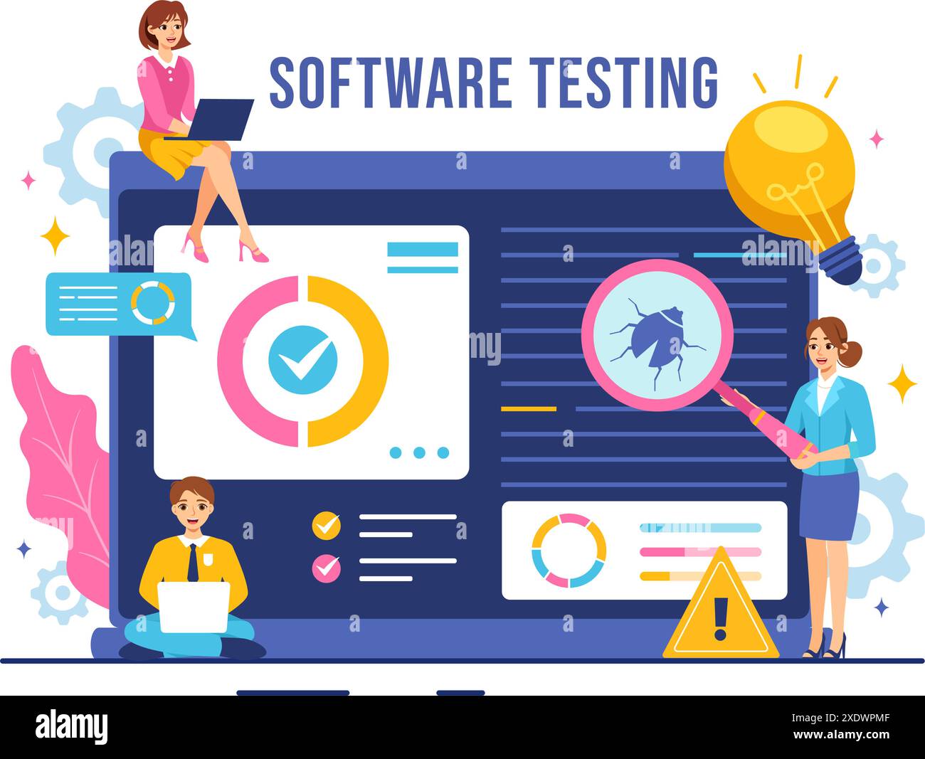 Software Testing Vector Illustration Featuring Application Engineering Debugging Development