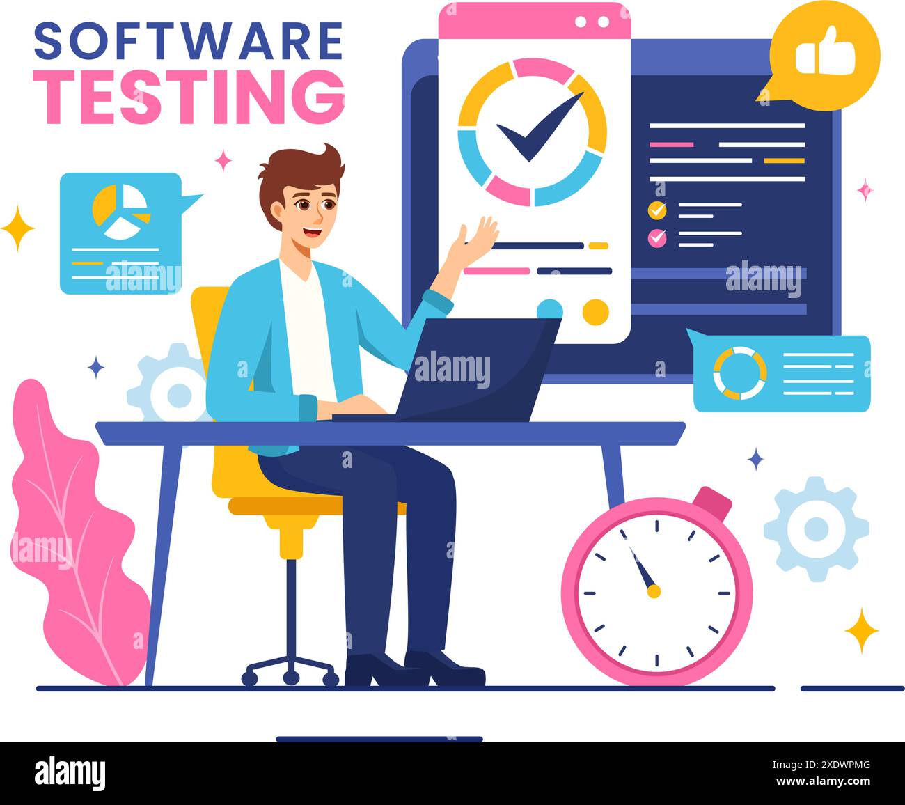 Software Testing Vector Illustration Featuring Application Engineering Debugging Development