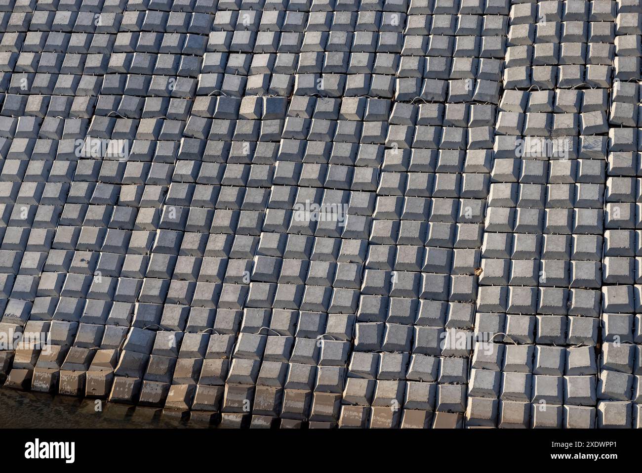 concrete bonded blocks for strengthening the river slope, part of the ...