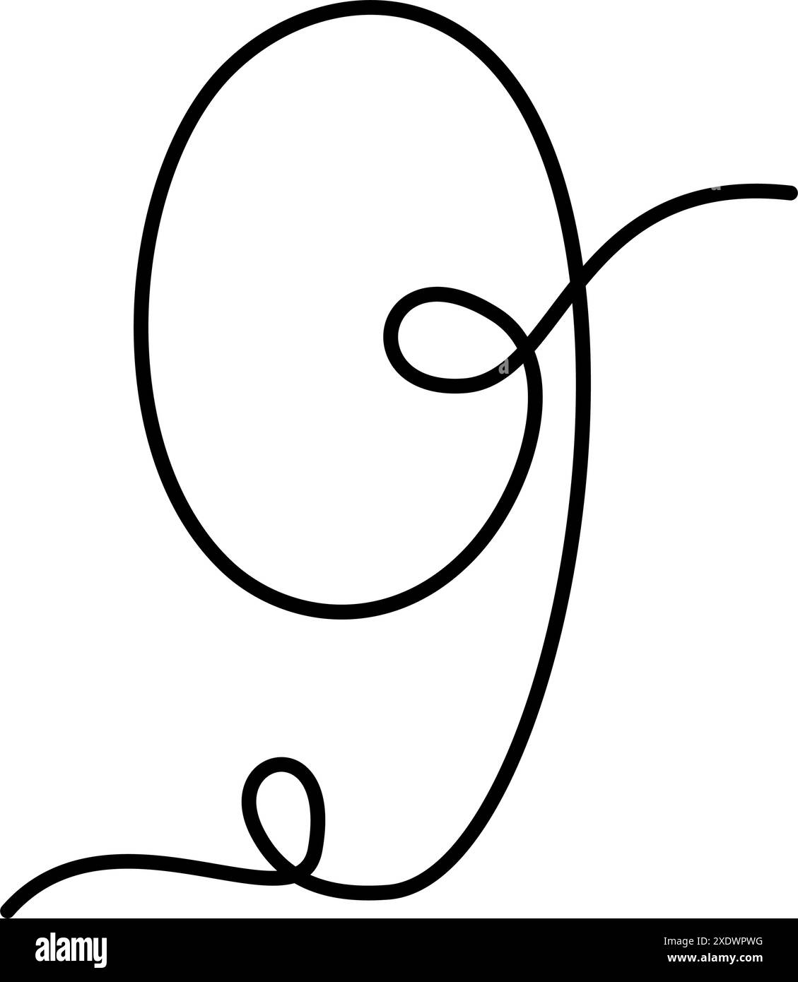 9 continuous line. Number nine Hand lettering concept in minimalist ...