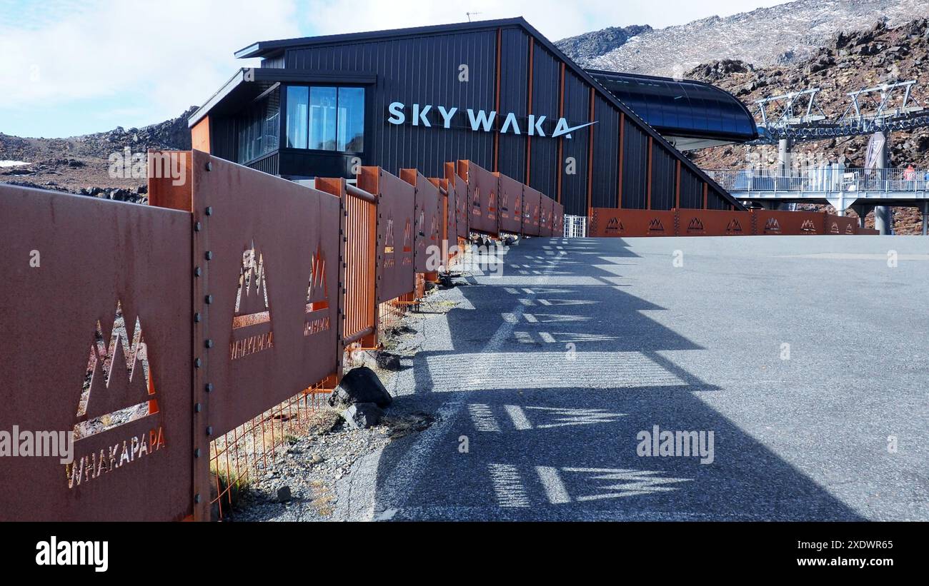Early winter view of the base of the Sky Waka gondola at Whakapapa ski ...