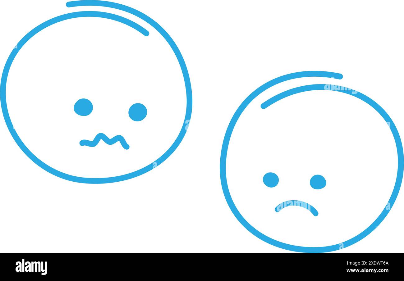 Hand drawn sad smiley faces in trendy blue Blue Monday greetings ...