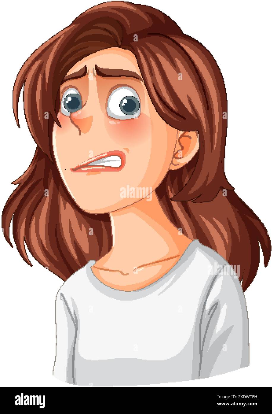 Illustration of a concerned woman in white shirt Stock Vector Image ...
