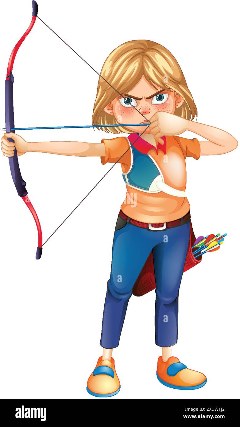 Young girl aiming a bow and arrow Stock Vector Image & Art - Alamy