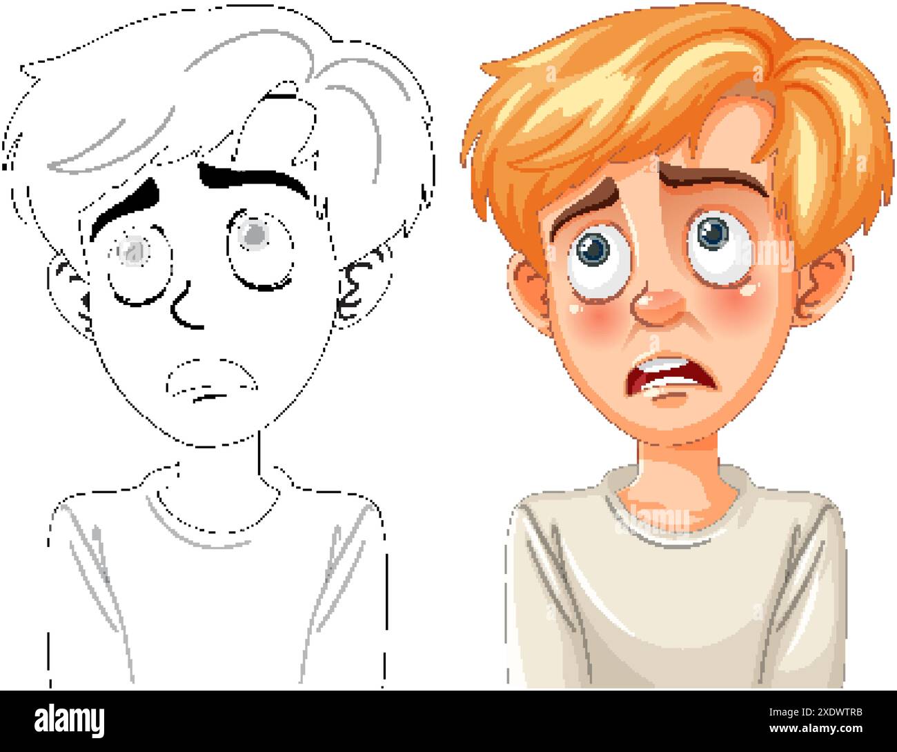 A boy with a worried facial expression Stock Vector Image & Art - Alamy