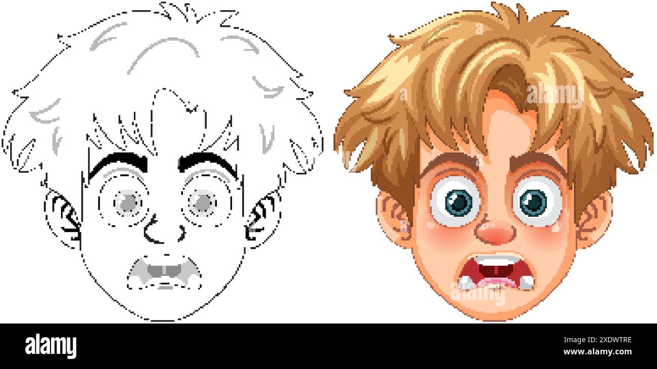 Vector illustration of a shocked boy's face Stock Vector Image & Art ...