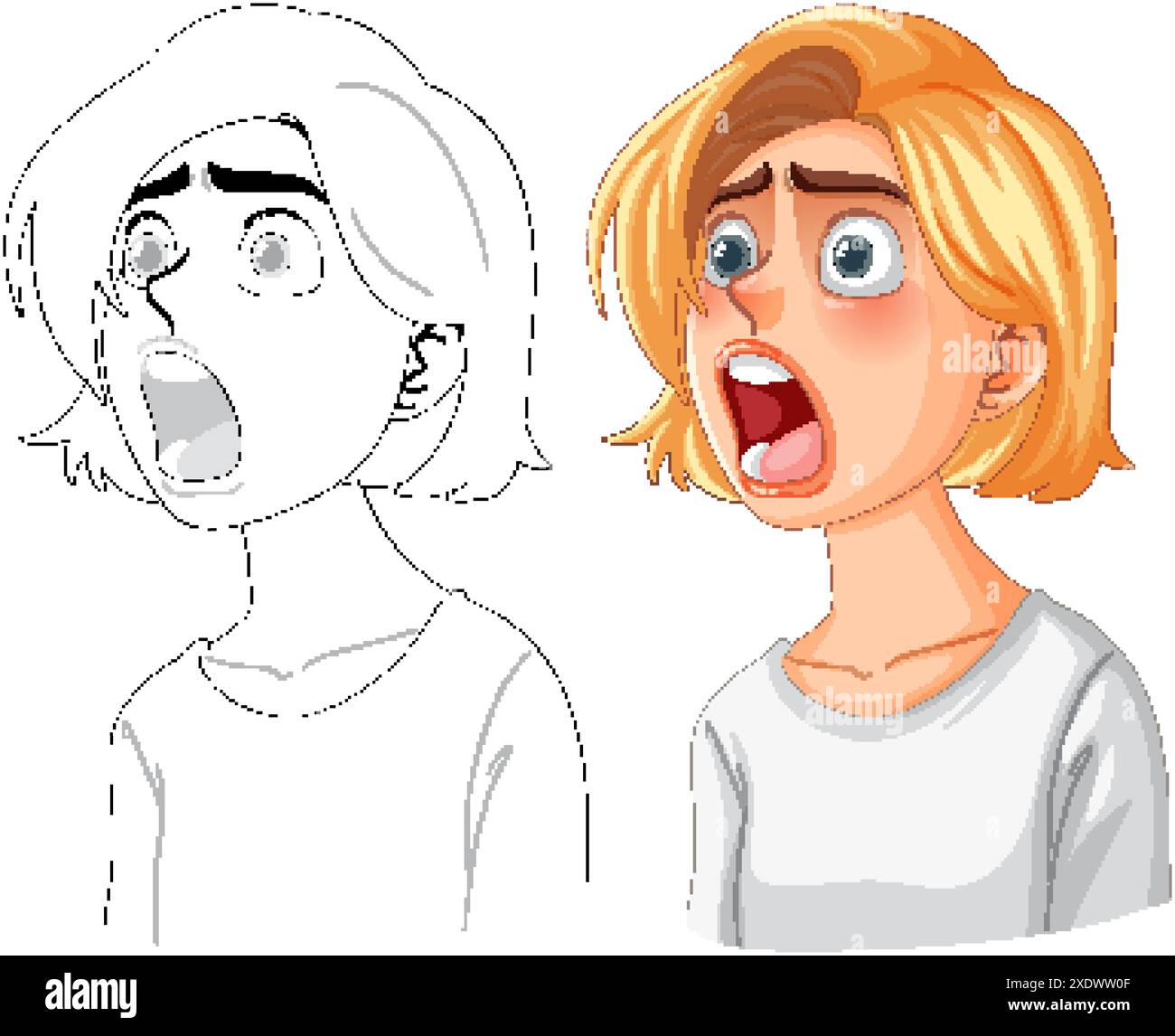 Illustration of a shocked girl with open mouth Stock Vector Image & Art ...