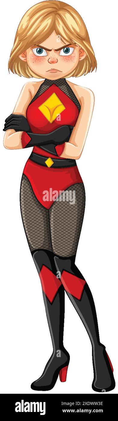 Blonde superhero in red and black outfit Stock Vector Image & Art - Alamy