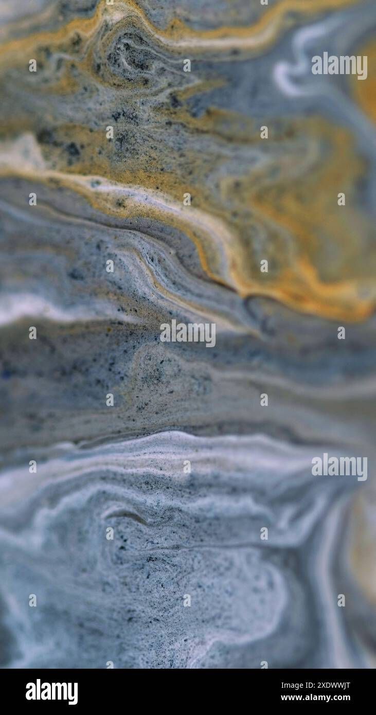 Marble liquid mix. Shiny ink spill. Blur white gray golden color ...