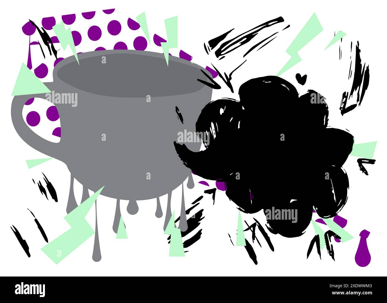 Coffee cup graffiti with speech bubble. Abstract modern Messaging sign ...