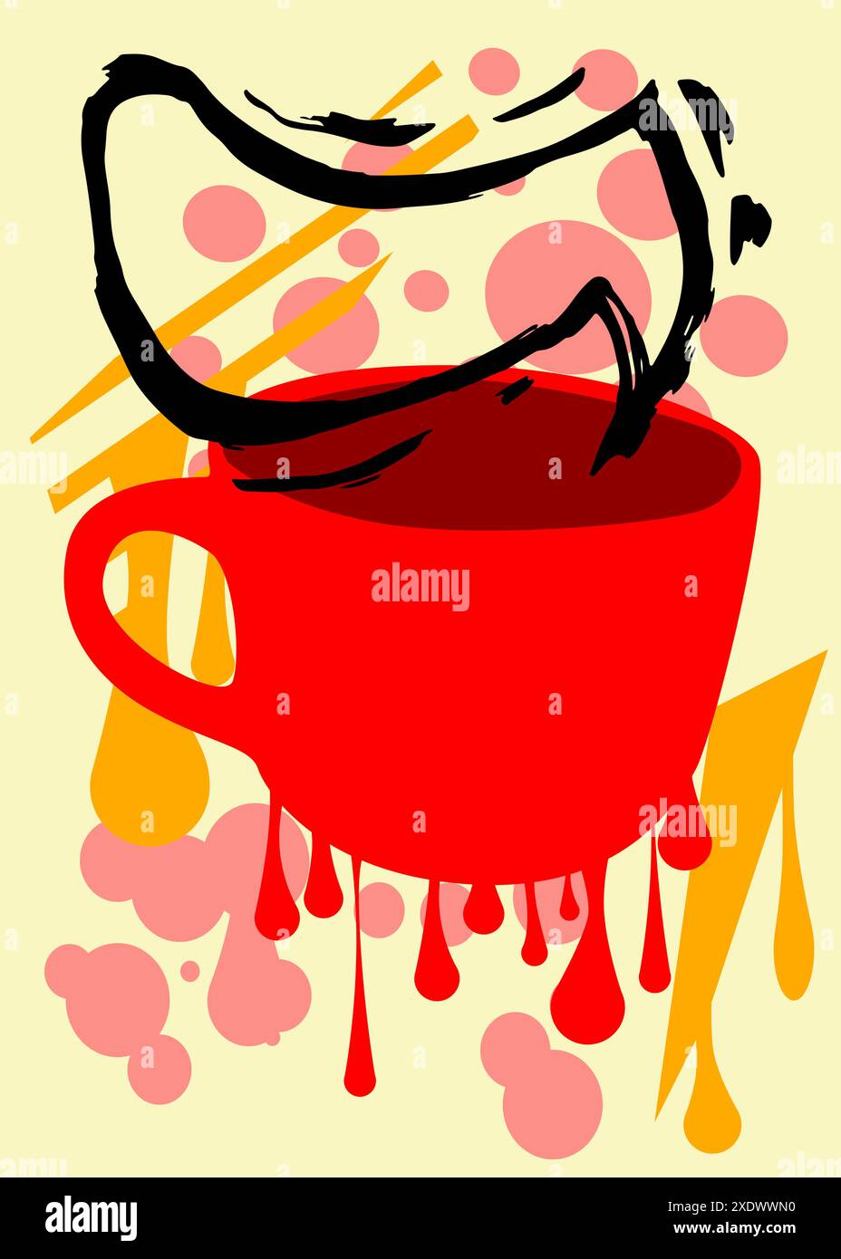 Coffee cup graffiti with speech bubble. Abstract modern Messaging sign ...