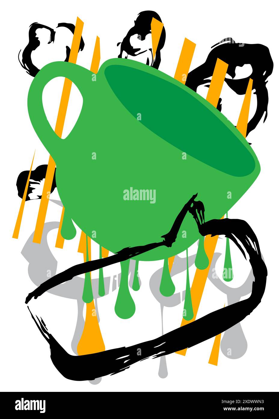 Coffee cup graffiti with speech bubble. Abstract modern Messaging sign ...