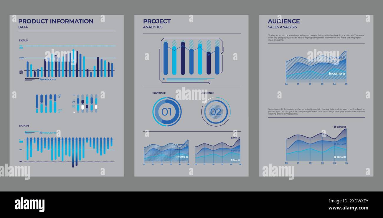 Project business analysis charts in color. Vector illustration Stock ...