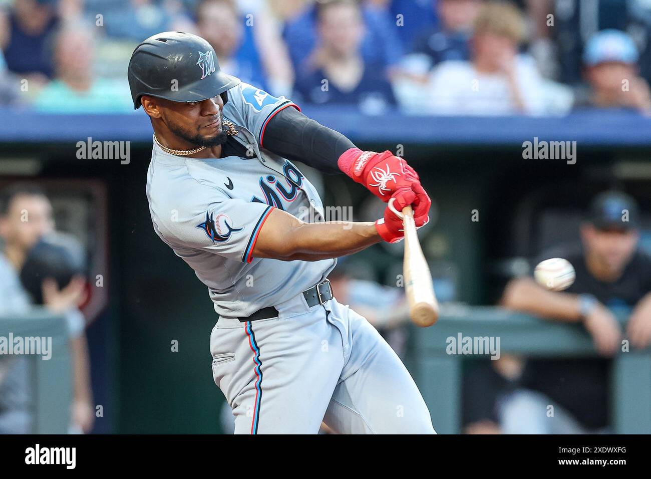 June 24, 2024: Miami Marlins second baseman Otto Lopez (61) hits a ...