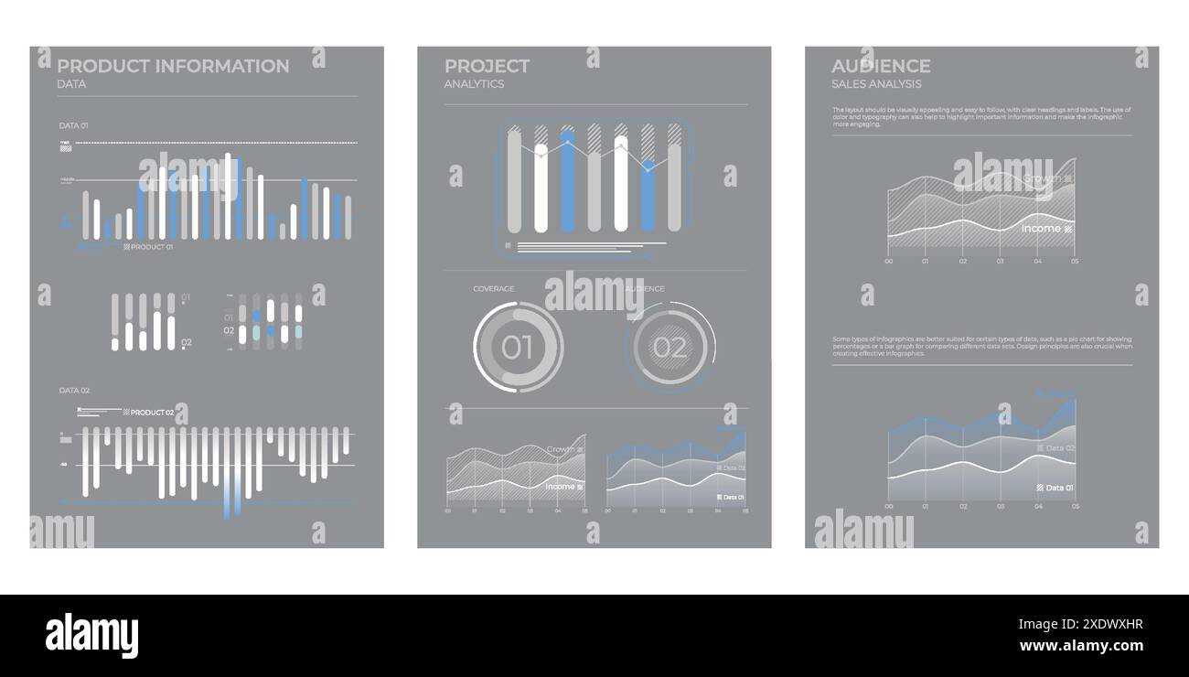 Project business analysis charts in color. Vector illustration Stock ...
