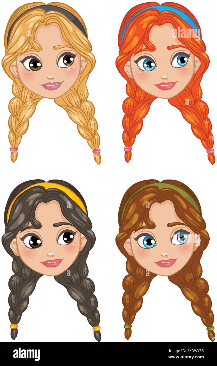 Four cartoon heads with different hair colors Stock Vector Image & Art ...