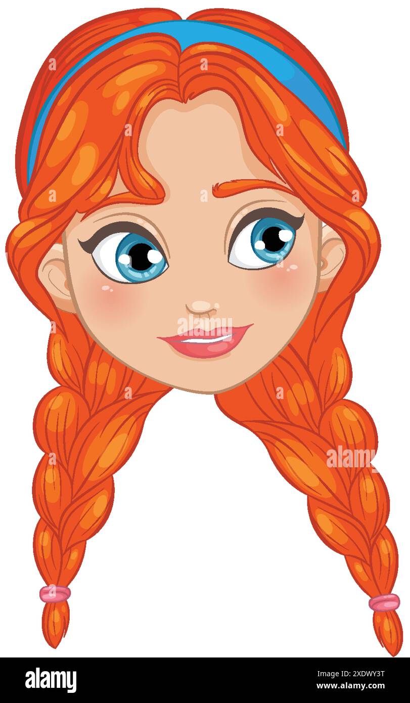 Illustration of a girl with red braided hair Stock Vector Image & Art ...