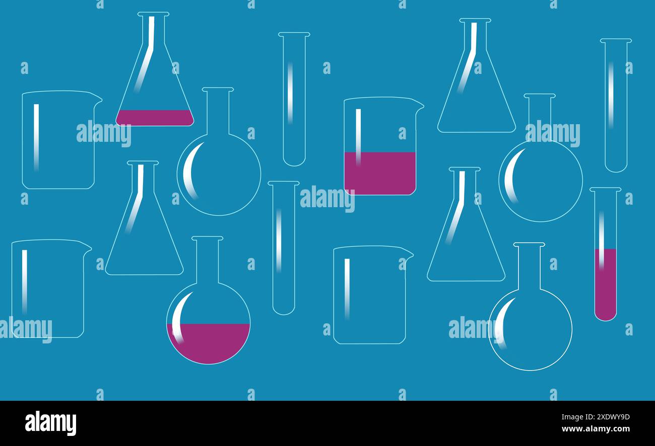 Labratory glassware including beakers, flasks and test tubes are seen ...