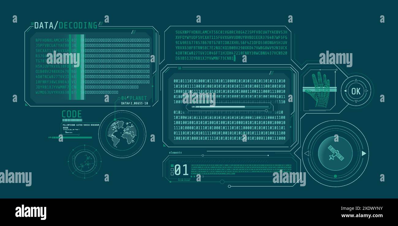 HUD interface design for decoding satellite data Stock Vector Image ...