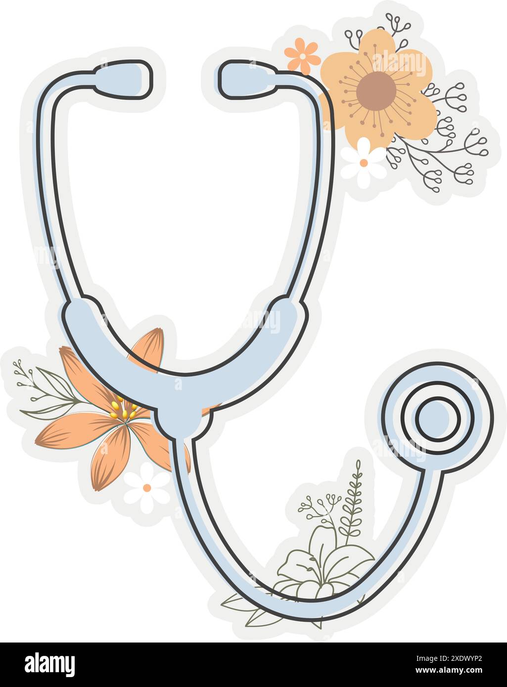Floral stethoscope sticker Stock Vector Images - Alamy