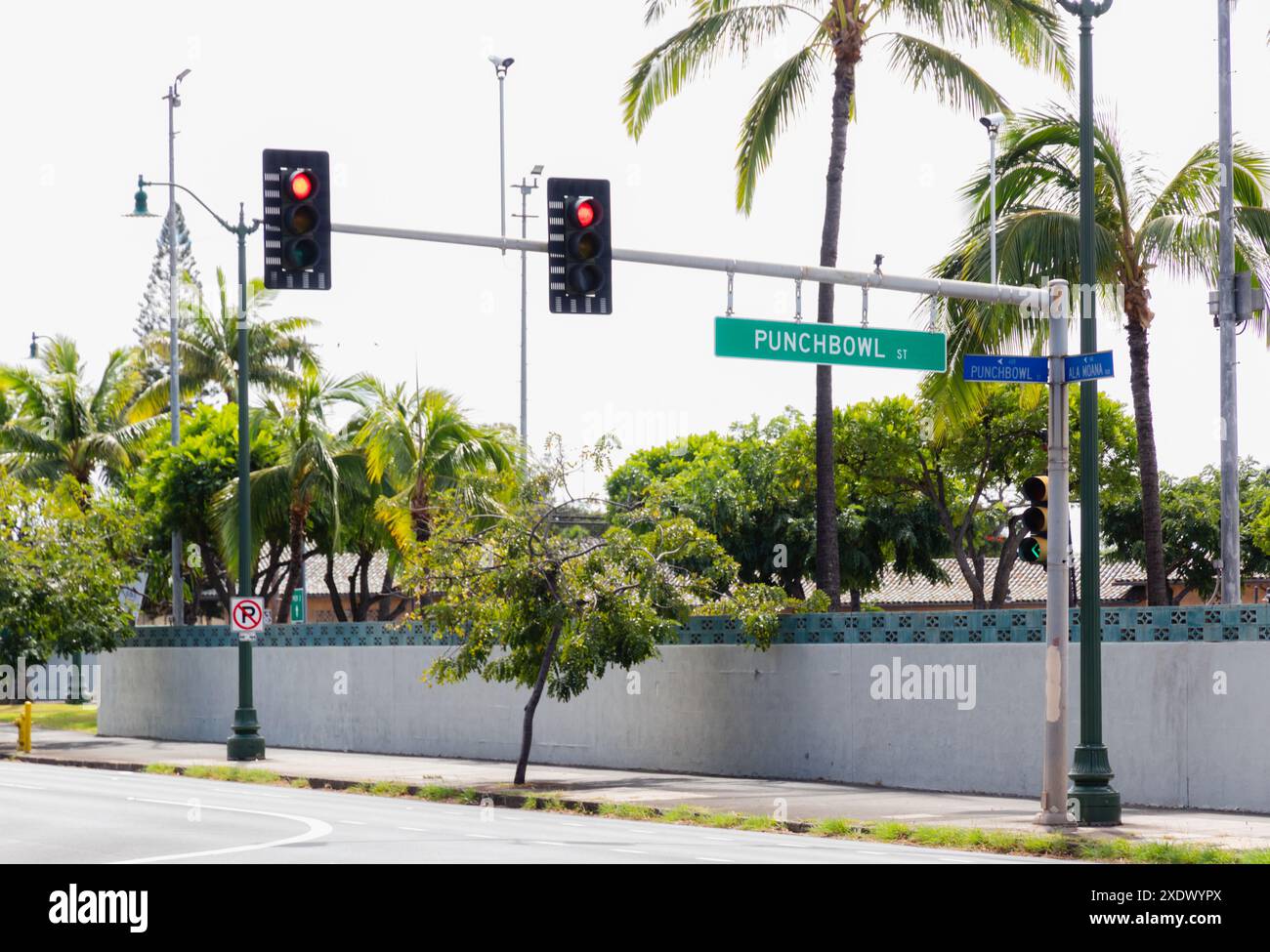 Honolulu, Hawaii - February 23rd, 2024: Traffic Lights and Street Signs ...