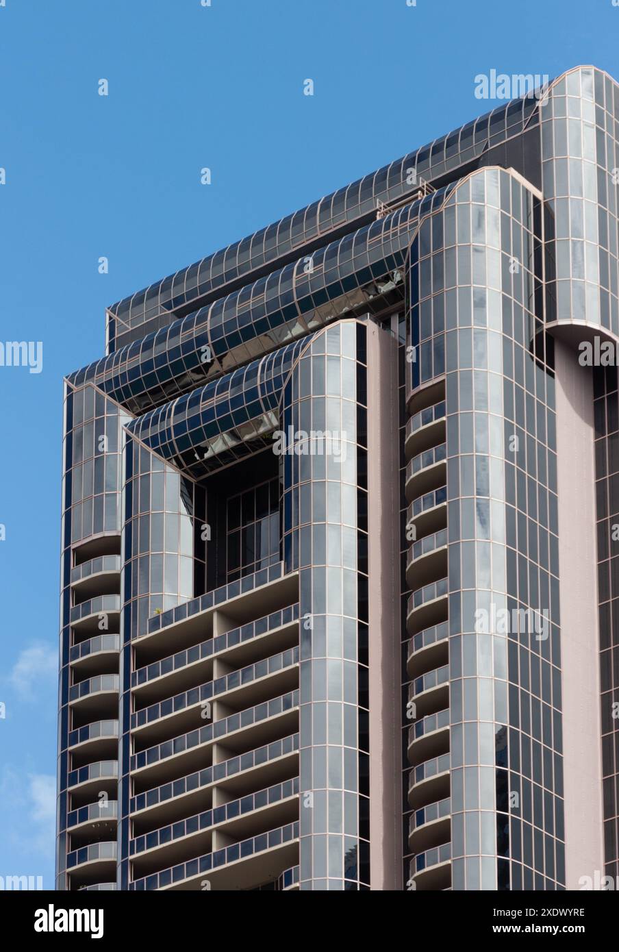 Honolulu, Hawaii - February 23rd, 2024: One of the two aparment towers ...