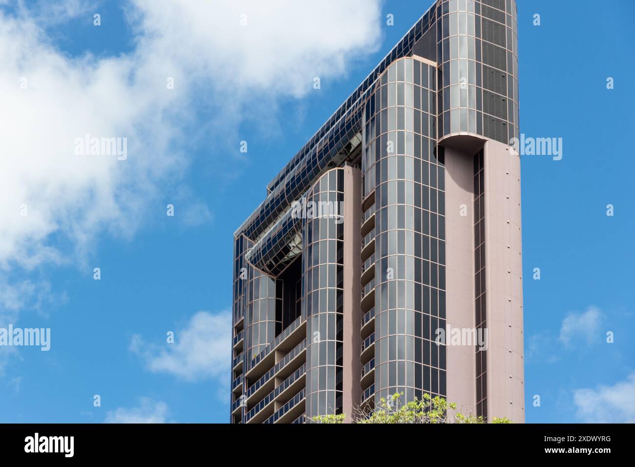Honolulu, Hawaii - February 23rd, 2024: One of the two aparment towers ...