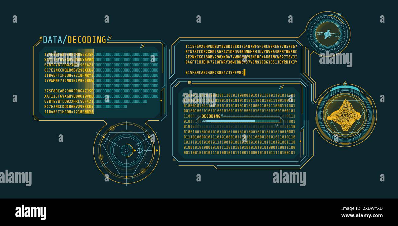 Interface For Decoding Satellite Data About An Object Stock Vector