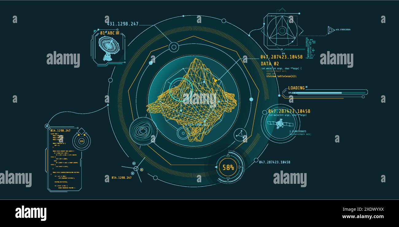 Futuristic HUD interface for planetary geological exploration Stock ...