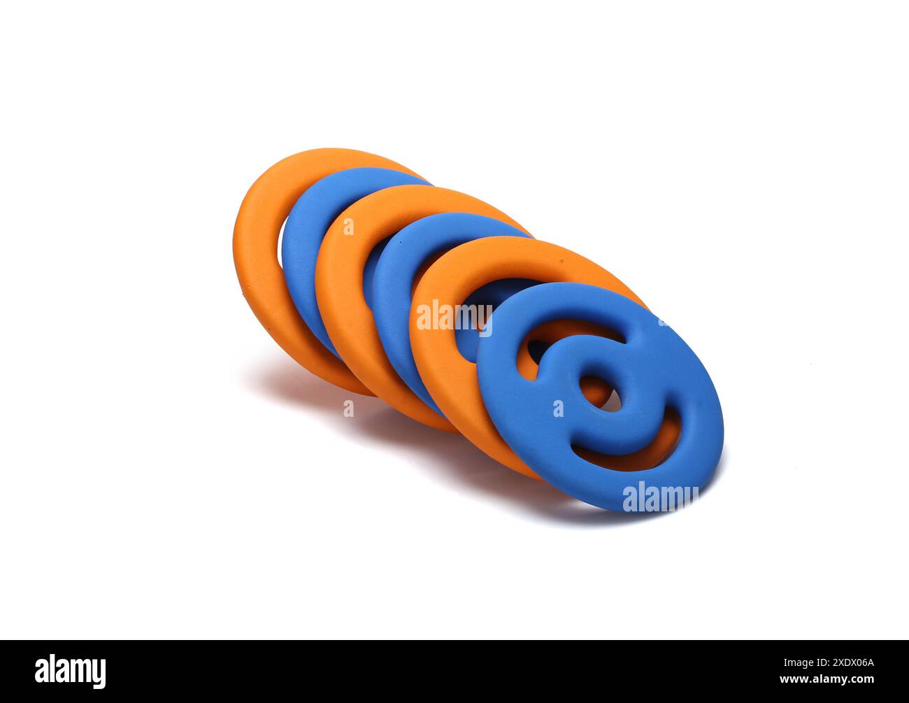neoprene rubber coated colorful gym wieght plates isolated on white ...