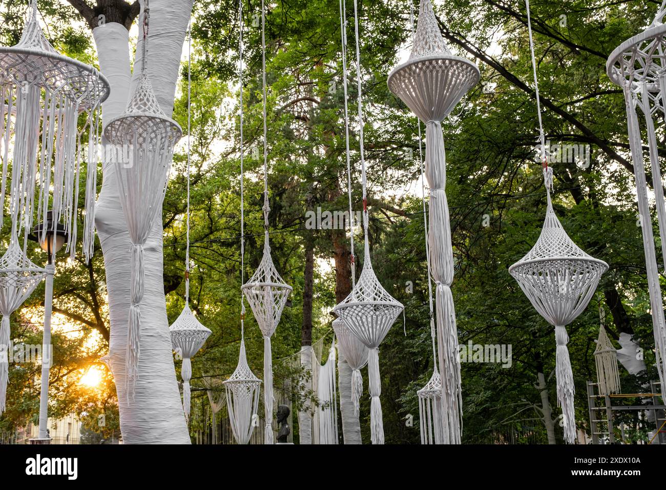 Sibiu City, Romania - 20 June 2024. artistic creations from the white ...