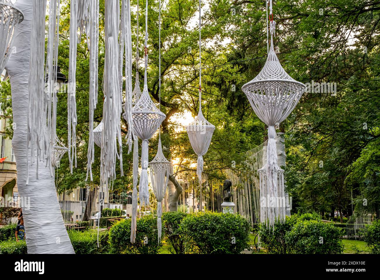 Sibiu City, Romania - 20 June 2024. artistic creations from the white ...