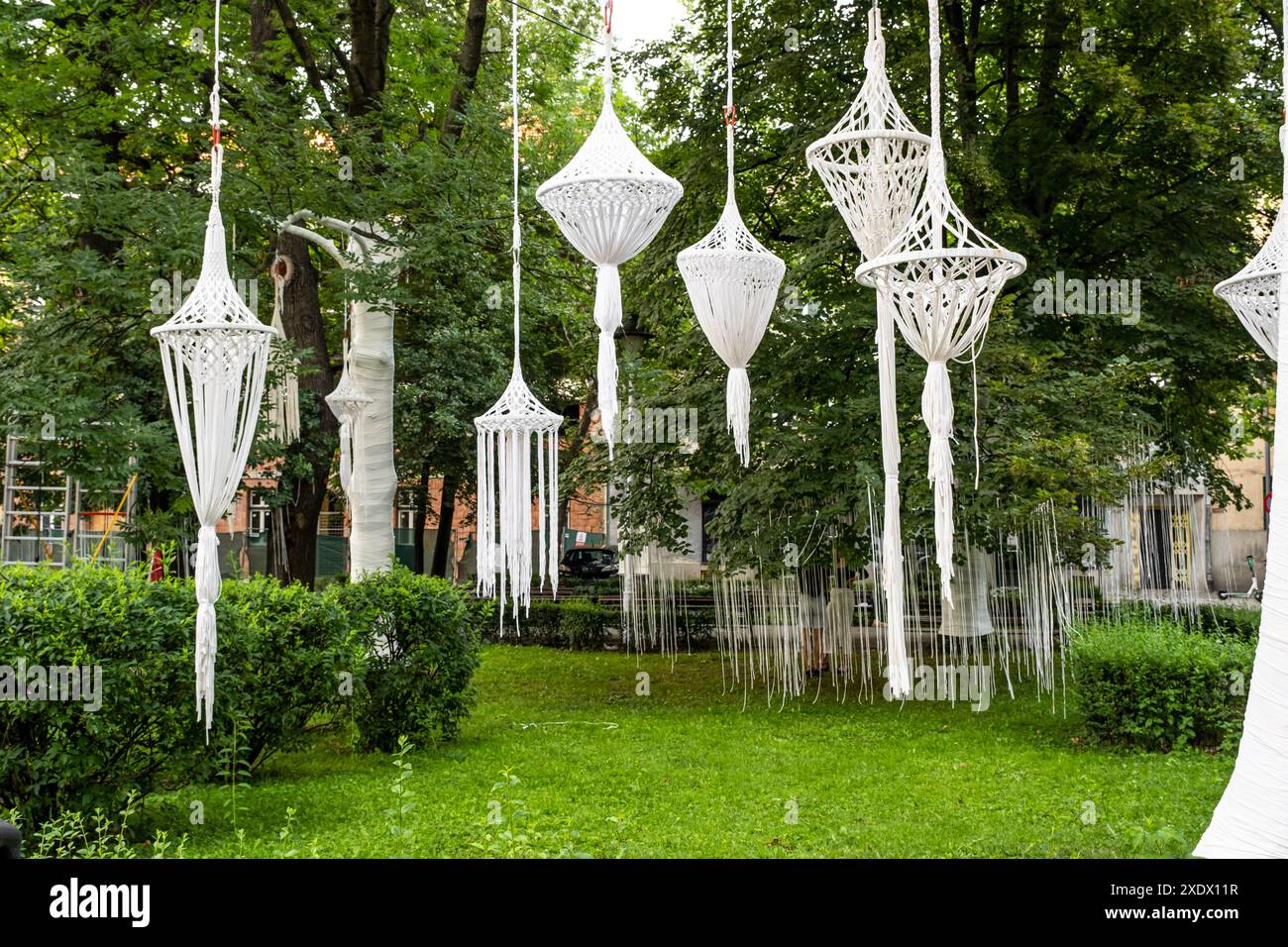 Sibiu City, Romania - 20 June 2024. artistic creations from the white ...