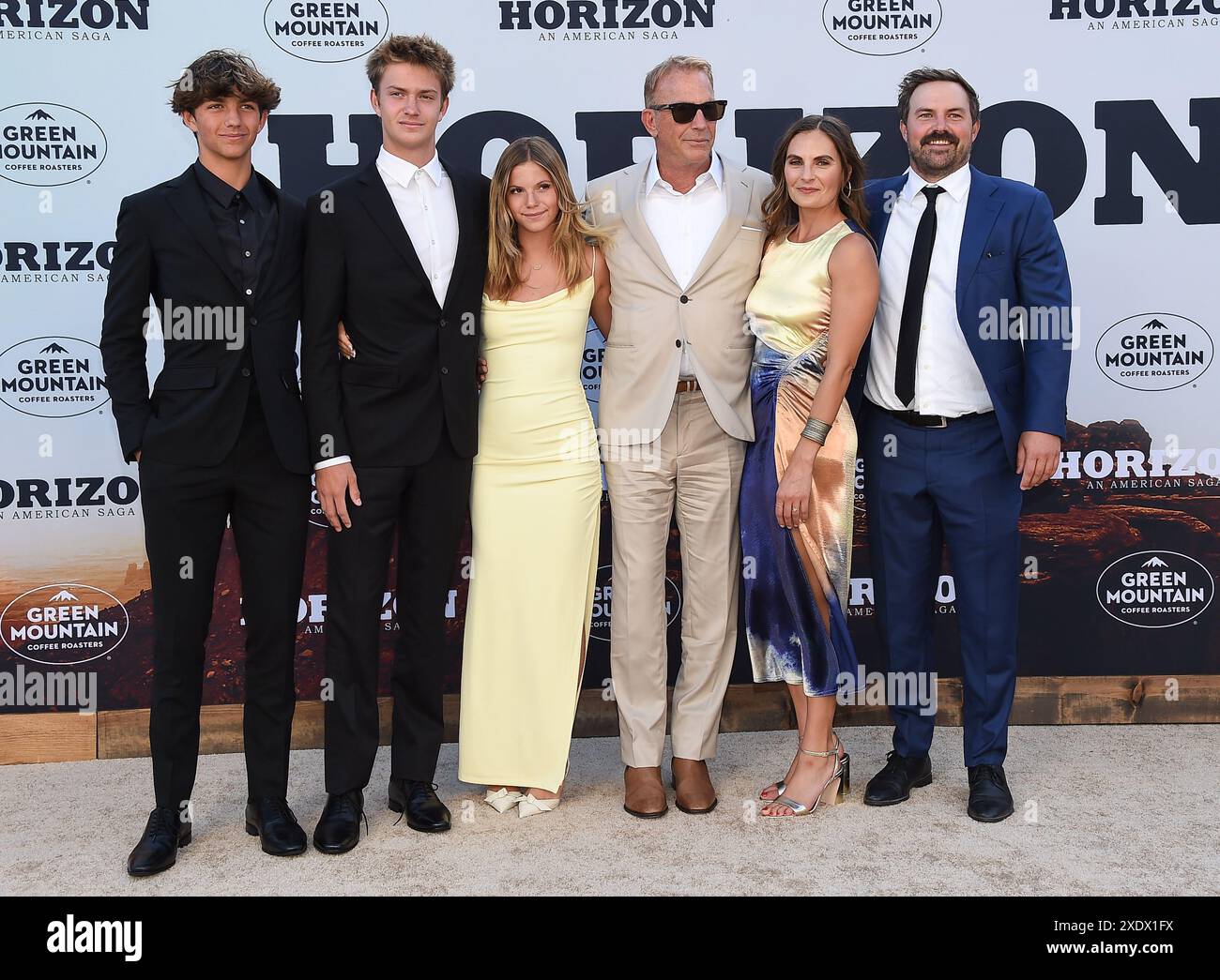 Westwood, USA. 24th June, 2024. Hayes Costner, Cayden Wyatt Costner, Grace Avery Costner, Kevin ...