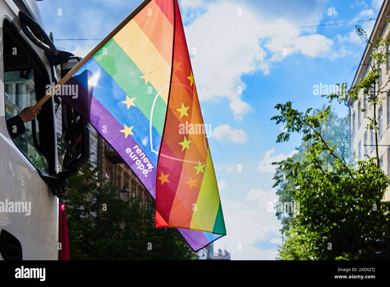 Rainbow flag street protest hi-res stock photography and images - Alamy