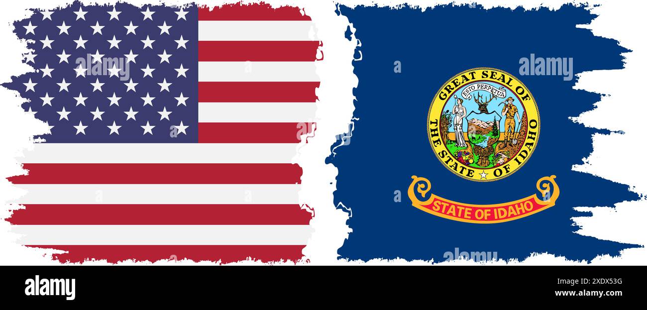 Idaho state and USA grunge flags connection, vector Stock Vector Image ...