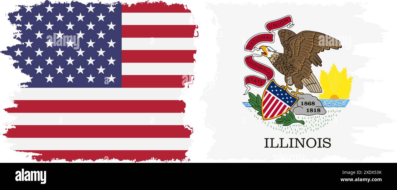 Flag usa state illinois Stock Vector Images - Alamy