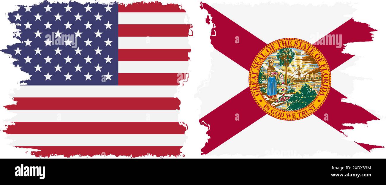 Florida state and USA grunge flags connection, vector Stock Vector Image & Art - Alamy