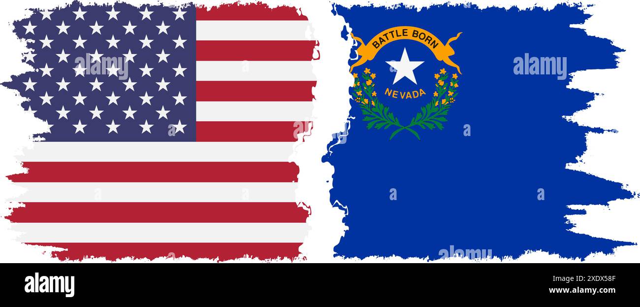Nevada state and USA grunge flags connection, vector Stock Vector Image ...
