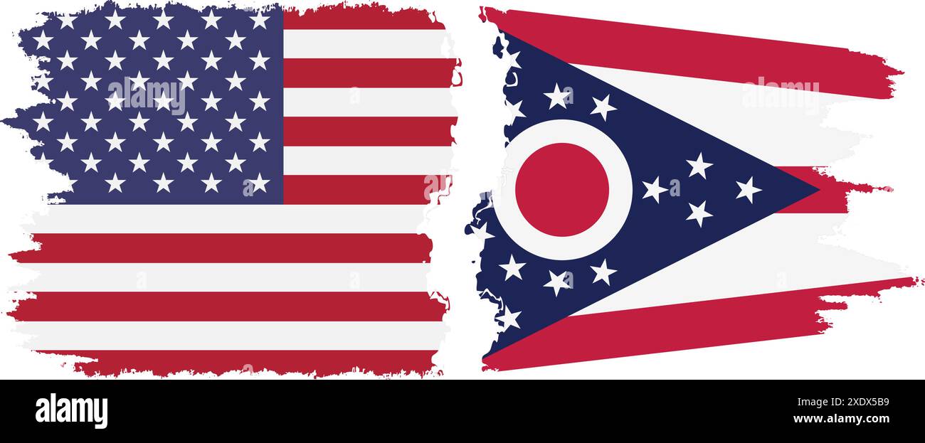 Ohio state and USA grunge flags connection, vector Stock Vector Image ...