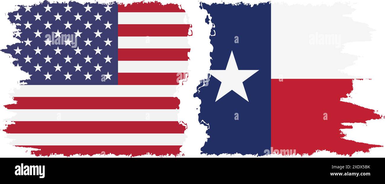 Texas state and USA grunge flags connection, vector Stock Vector Image ...
