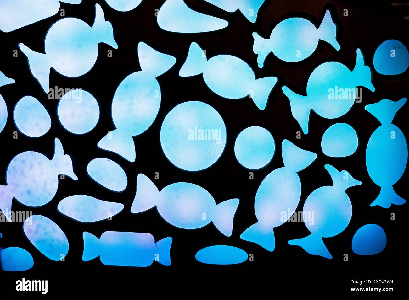 decorative decoration with sweets for the interior in blue shades Stock ...