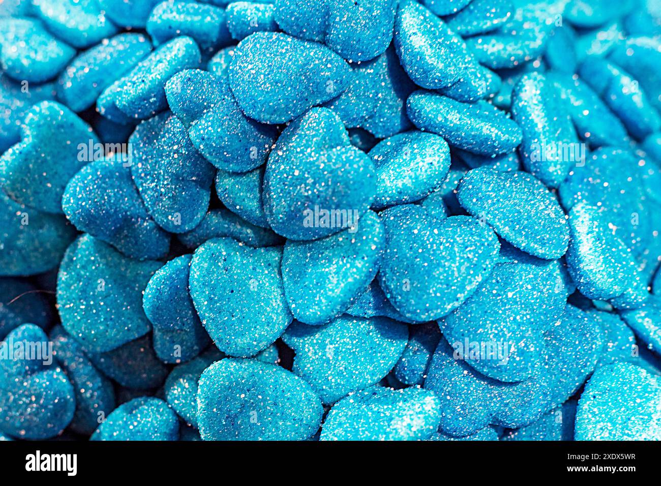 abstract background of blue sweet candies in the shape of a heart Stock ...
