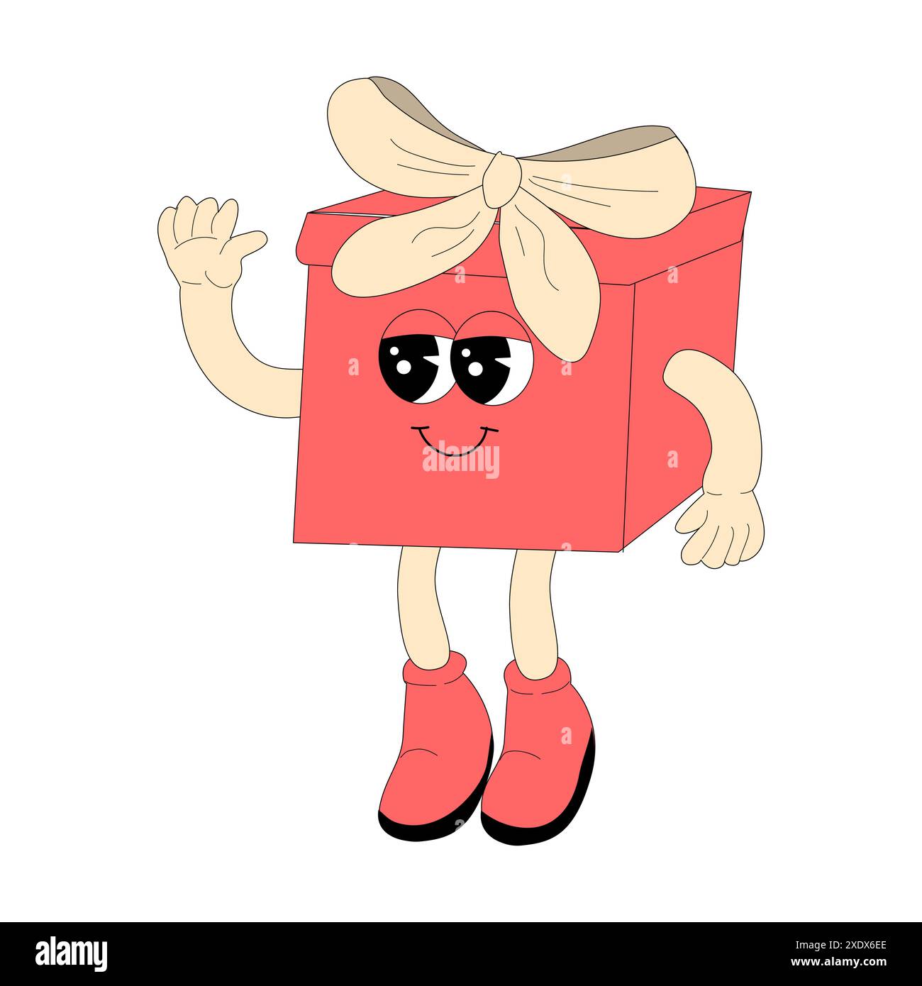 Christmas and Happy New Year groovy gift box character isolated. Winter ...