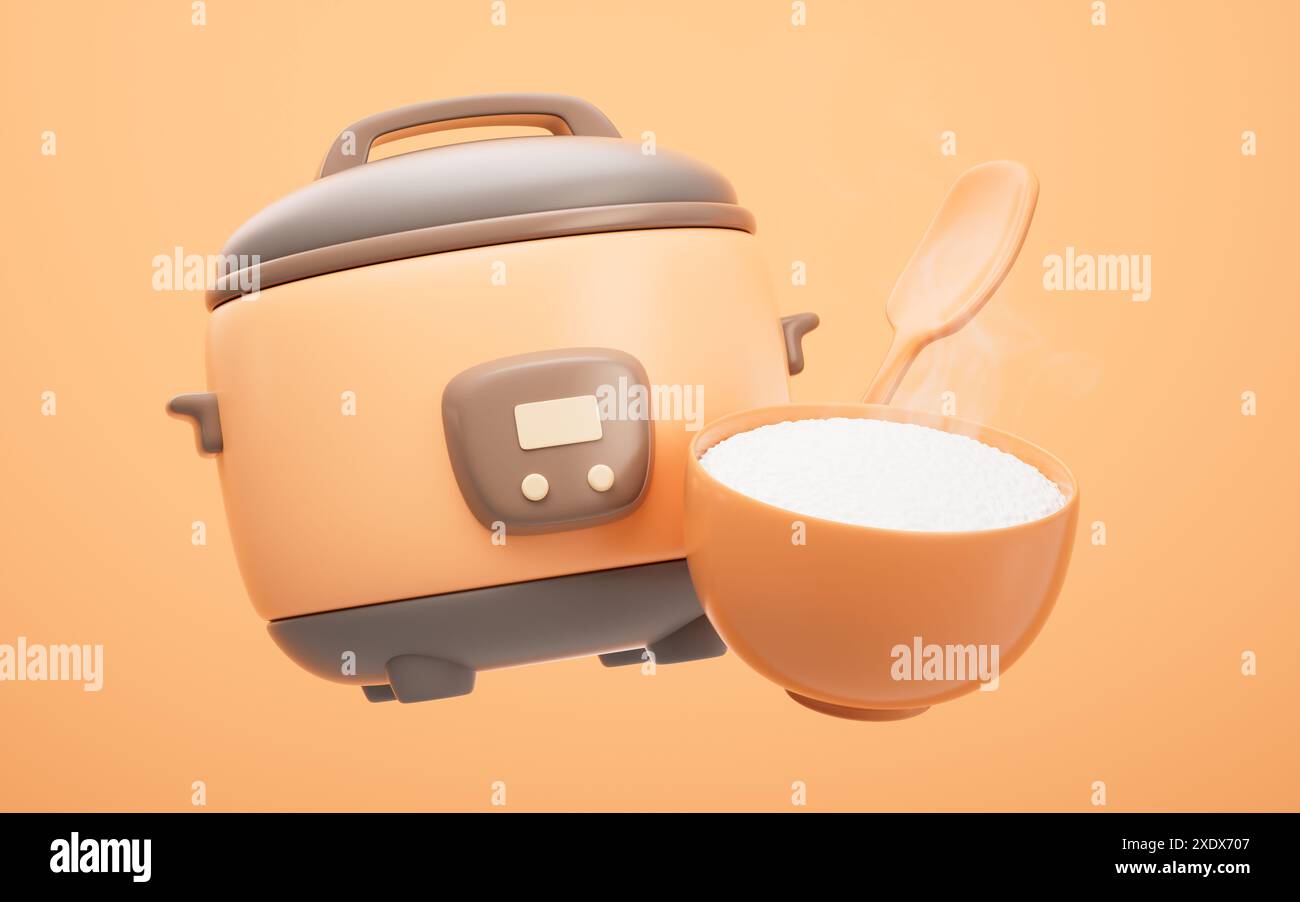 Cartoon style rice cooker, 3d rendering. 3D illustration Stock Photo ...