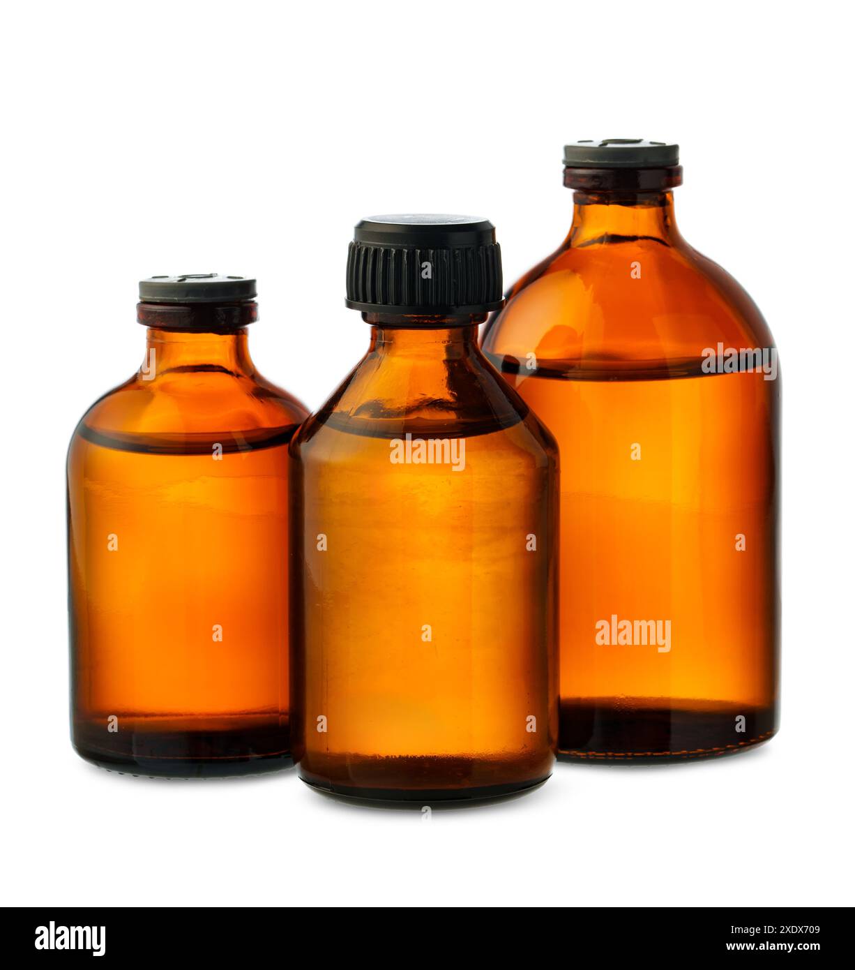 Three Amber Glass Dropper Bottles With Dropper Against White Background ...