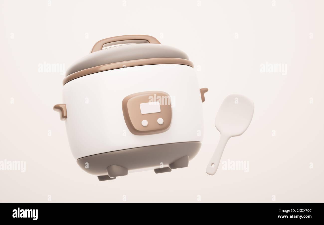 Cartoon style rice cooker, 3d rendering. 3D illustration Stock Photo ...