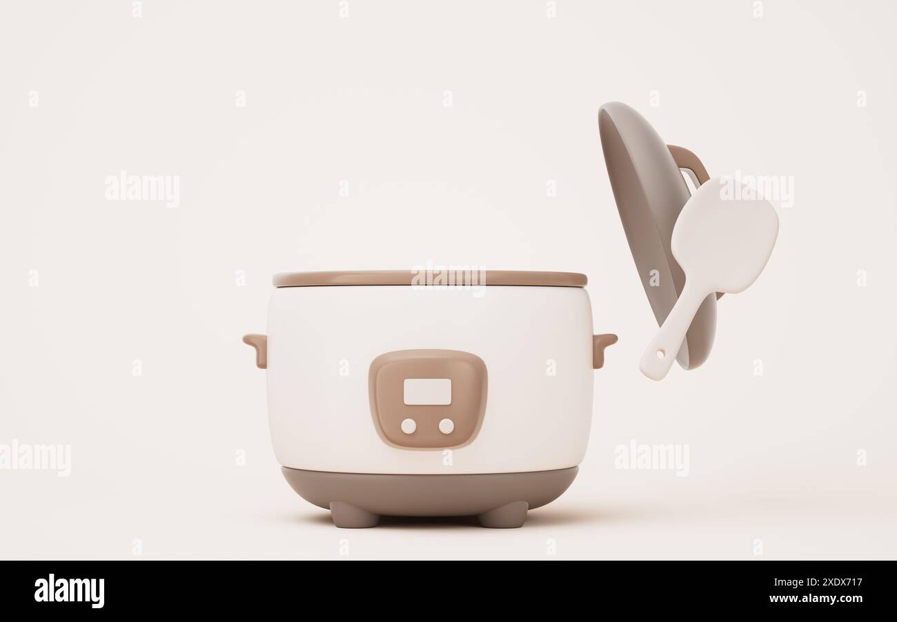 Cartoon style rice cooker, 3d rendering. 3D illustration Stock Photo ...