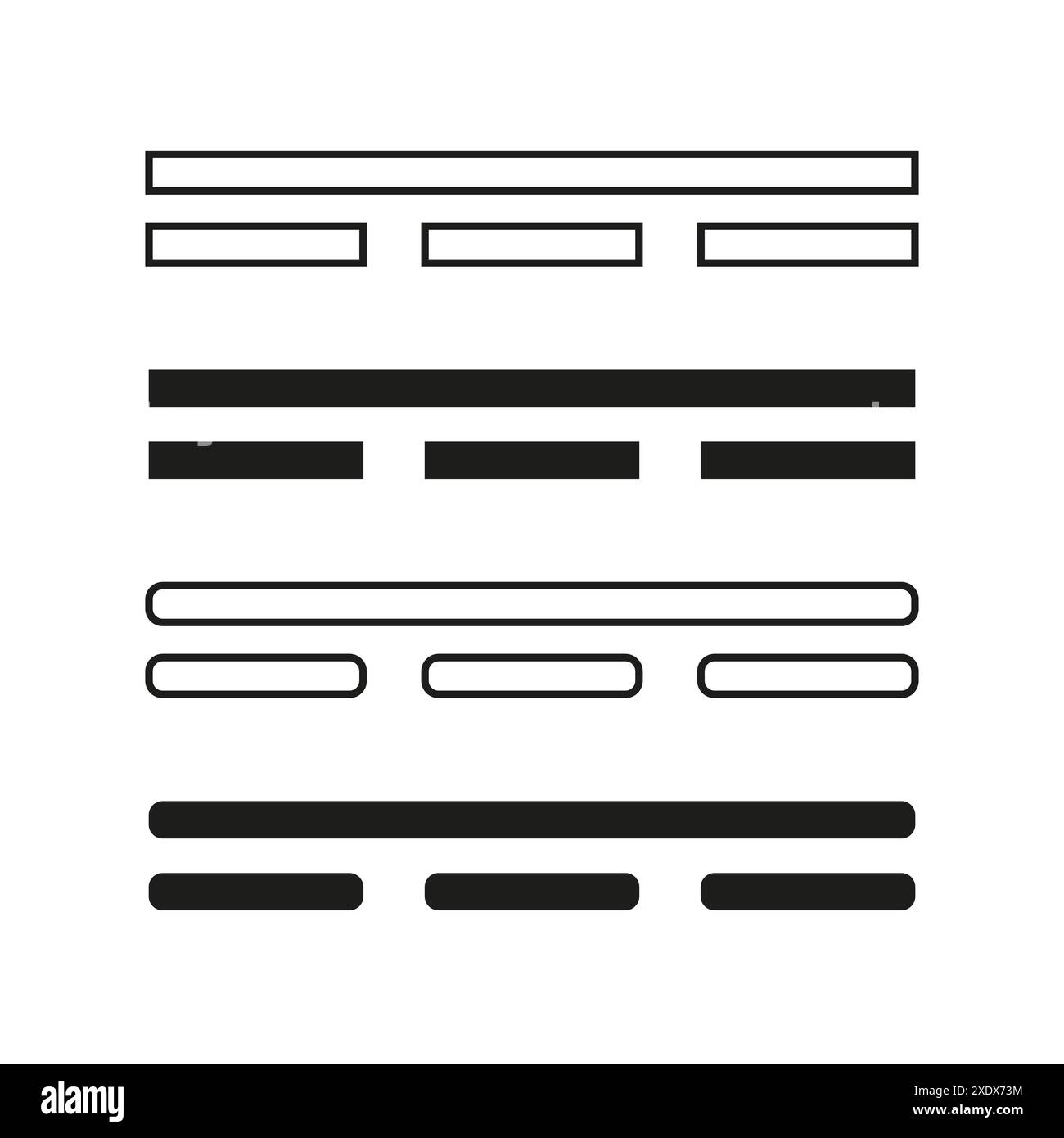 Web interface layout. Minimalist black lines. UI design elements ...